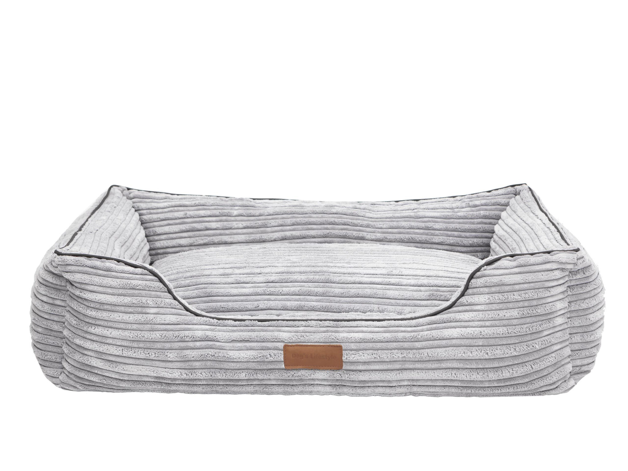Hondenmand rib grijs, stoere hondenmand met brede corduroy